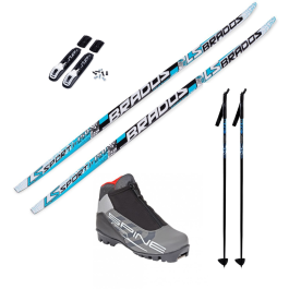 Ski set Comfort Junior, Blue (fish pattern skis) | Skiwax Europe